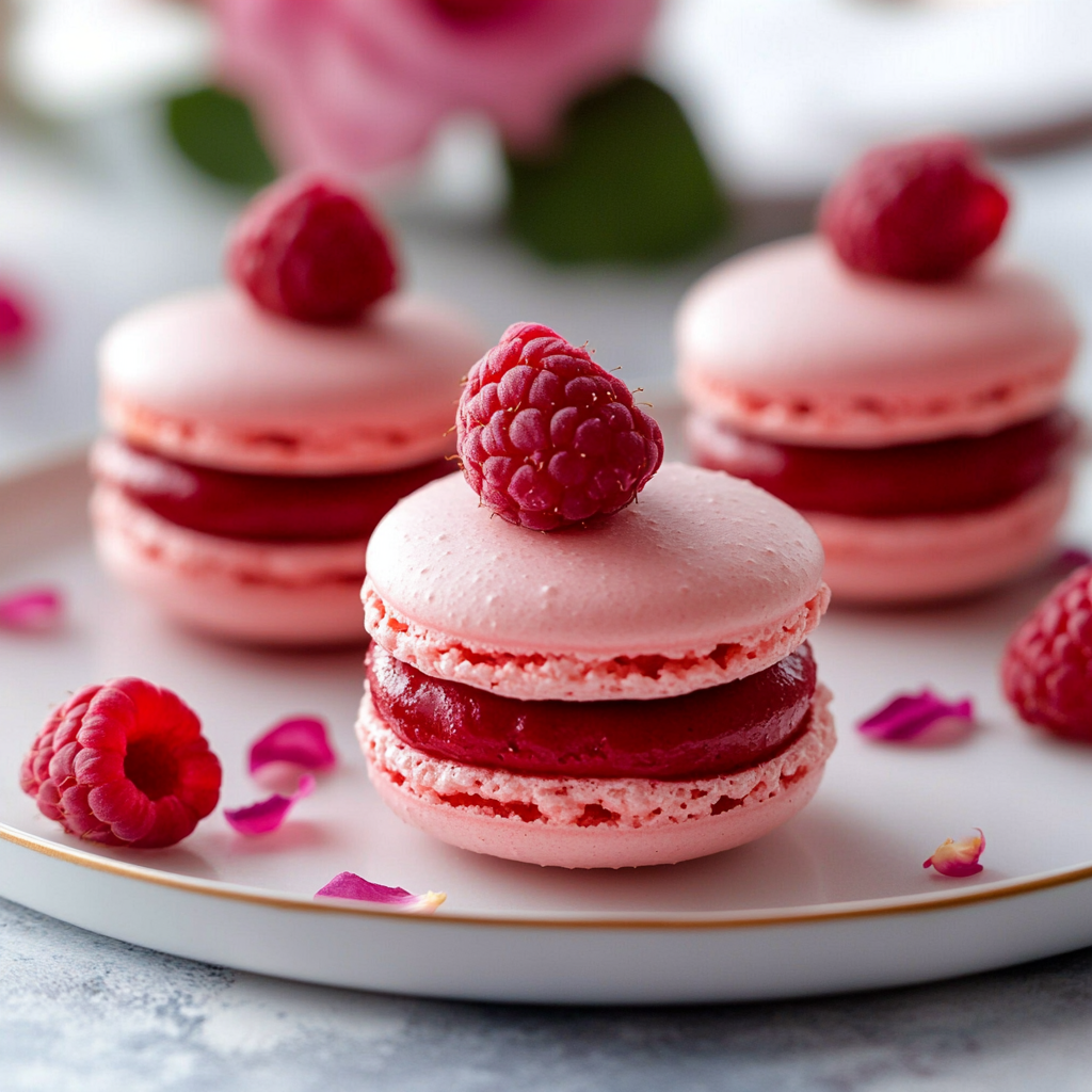 Mother's Day Raspberry Rose Macarons