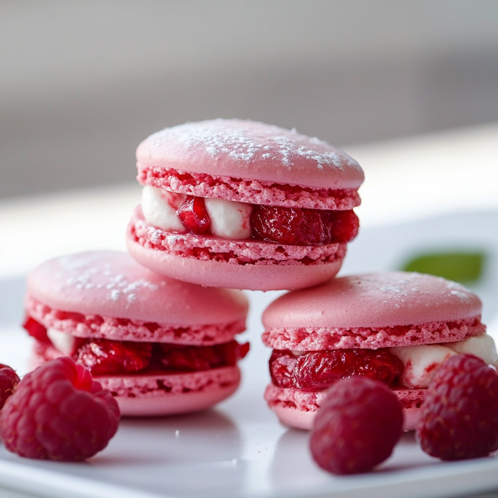 Mother's Day Raspberry Rose Macarons