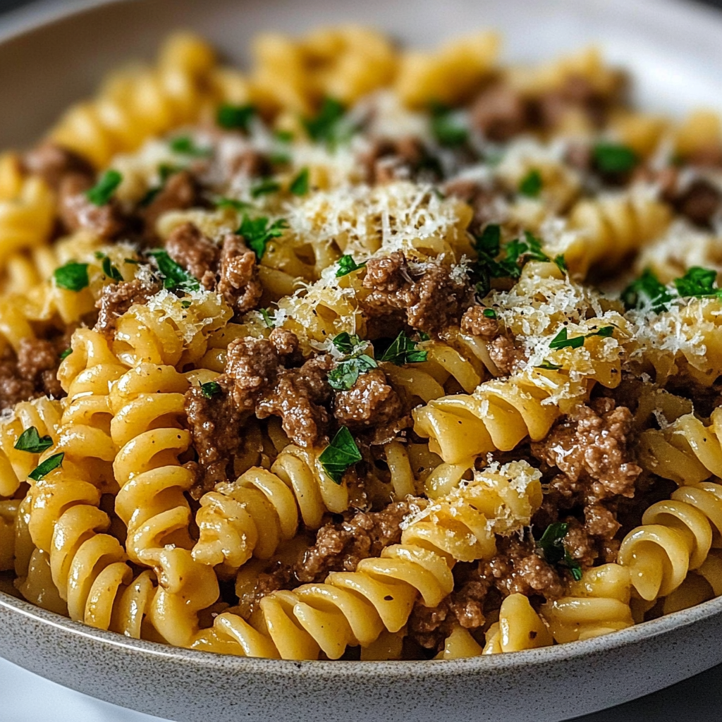 Beef Rotini with Garlic Parmesan Sauce